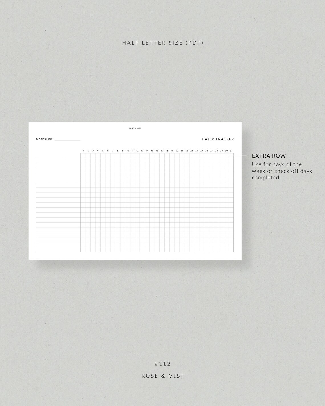 Daily Tracker Half Letter Planner Printable Daily Habit Tracker, Daily ...