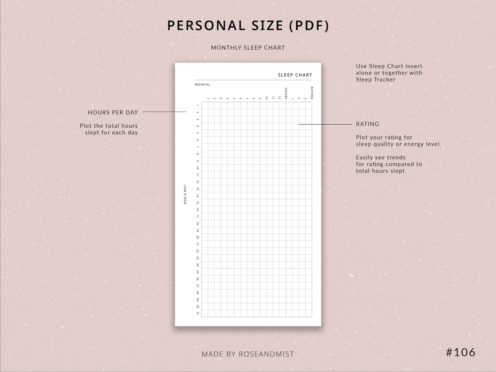 Sleep Tracker + Sleep Chart | Personal Printable Planner - Sleep Log ...