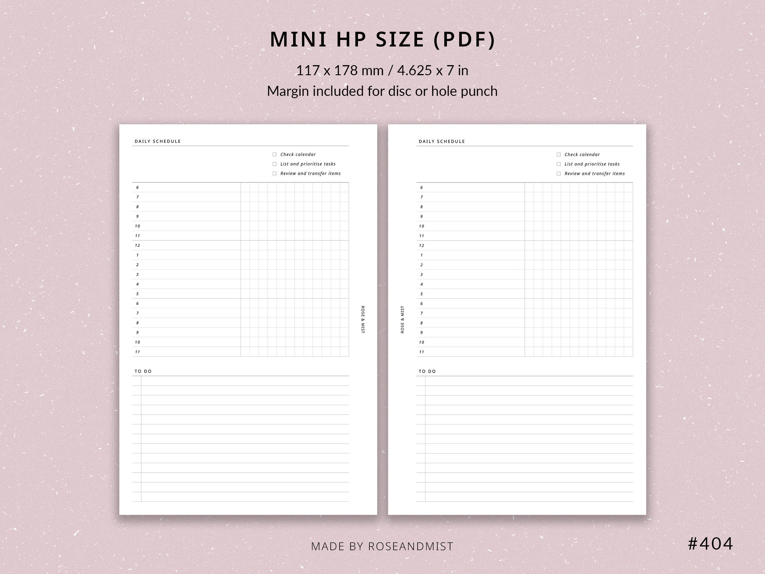 Daily Schedule + Side Grid DO1P | Mini HP Printable Planner - Mini ...
