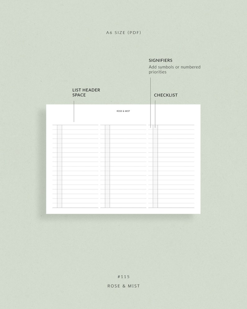 Horizontal Checklist A6 Printable Planner to Do List - Etsy