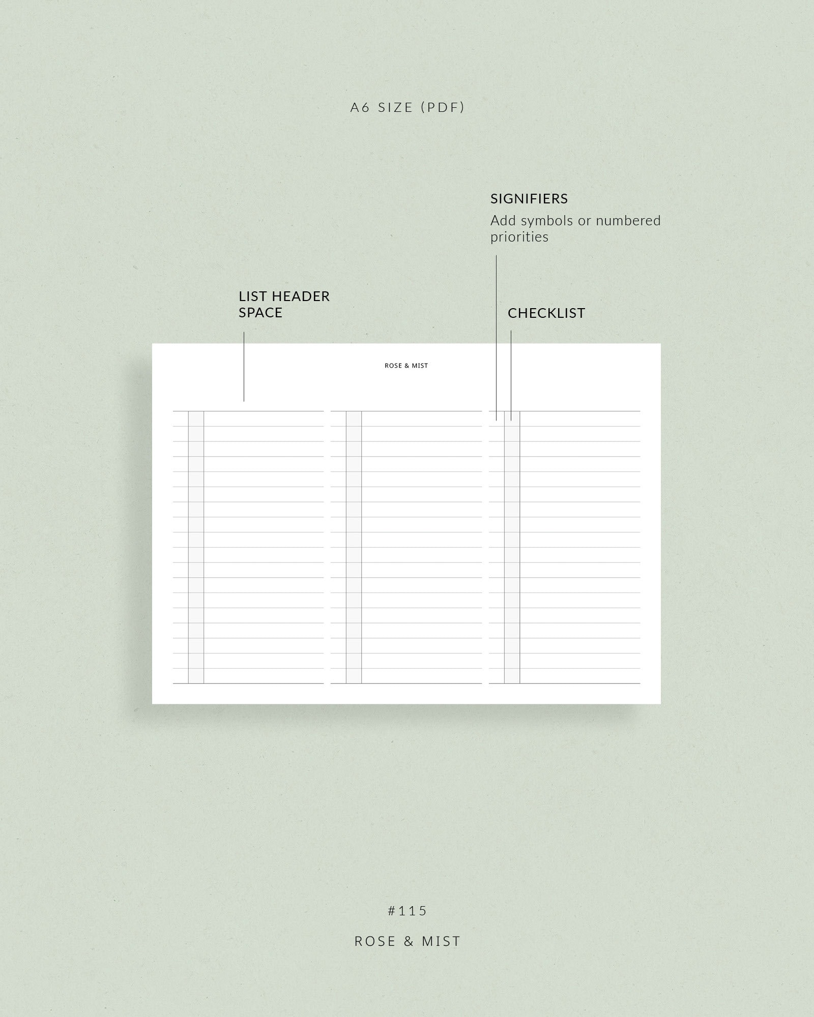 Horizontal Checklist | A6 Printable Planner - to Do List, Daily Tasks ...