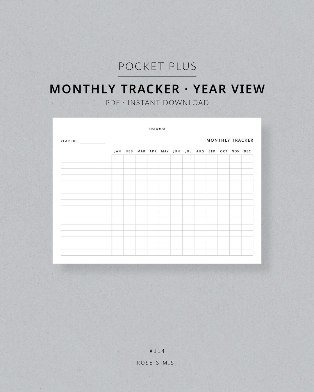 Monthly Tracker | Pocket Plus Planner Printable - Pocket XL Planner ...