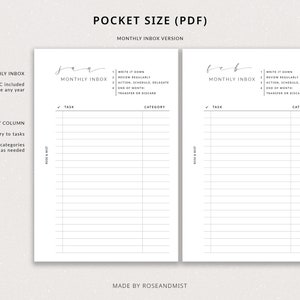 Monthly Inbox Bundle | Pocket Printable Planner - Inbox Checklist ...