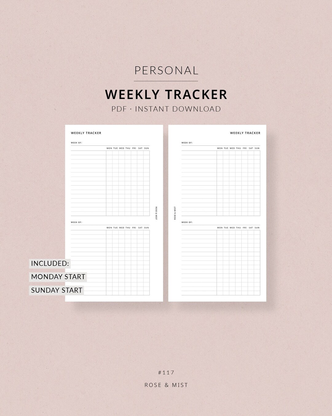 Weekly Tracker | Personal Planner Printable - Weekly Task Tracker ...