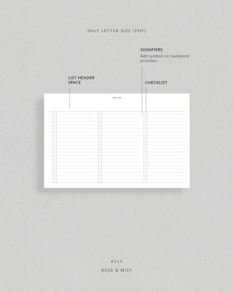 Horizontal Checklist Half Letter Printable Planner to Do - Etsy