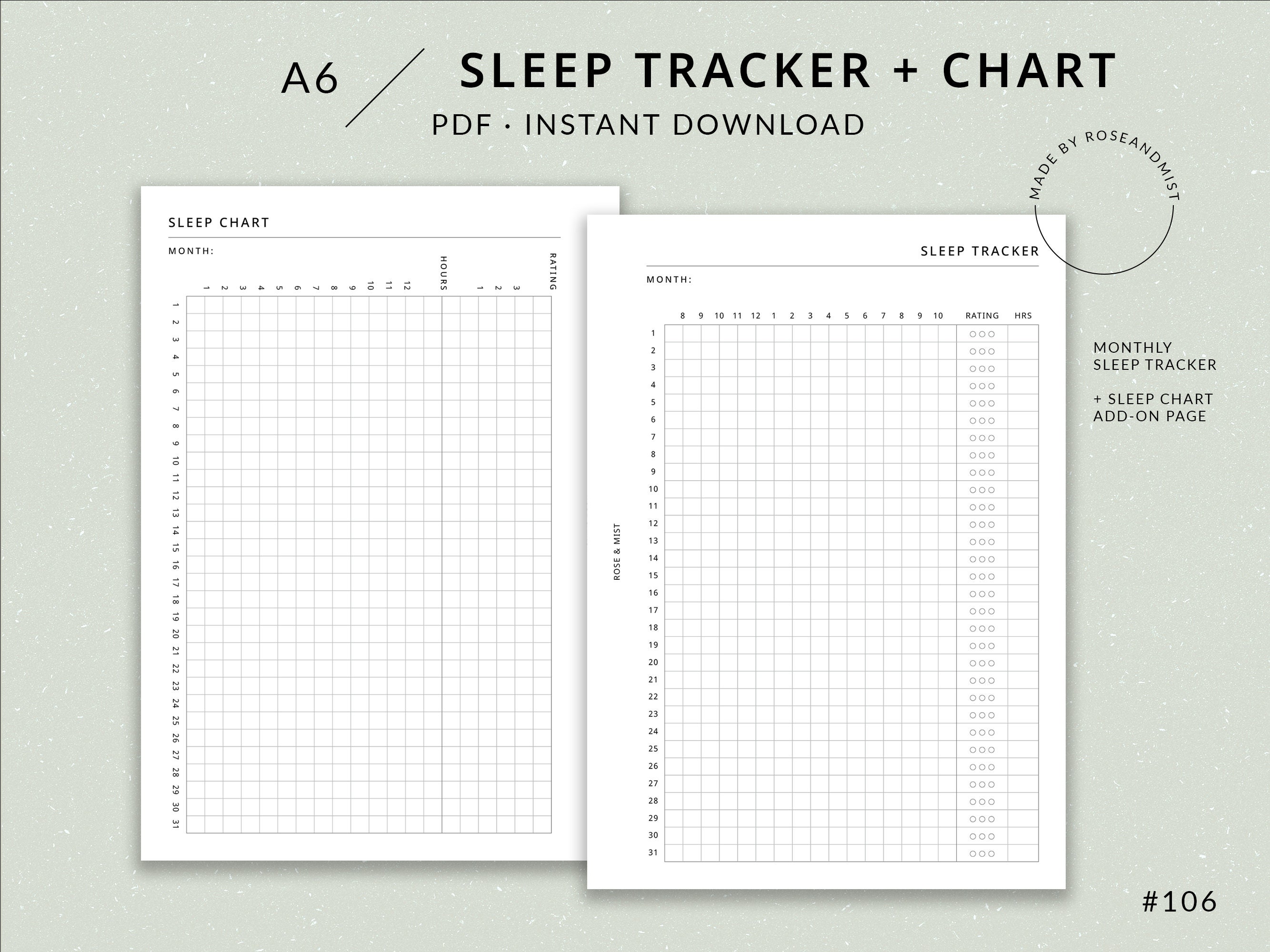 Sleep Tracker Sleep Chart A6 Printable Planner Sleep - Etsy Canada