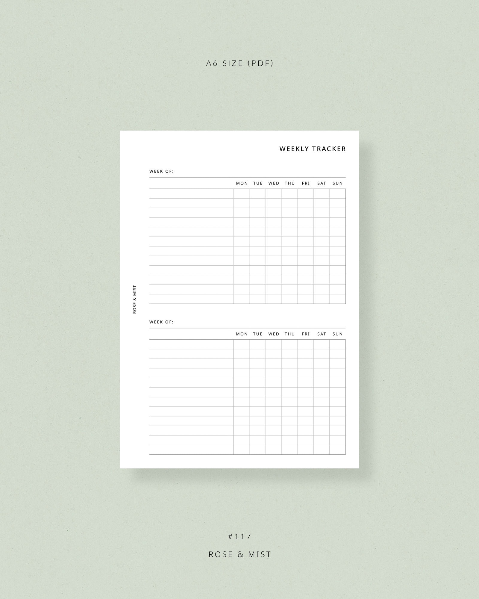 Weekly Tracker A6 Planner Printable Weekly Task Tracker, A6 Planner ...