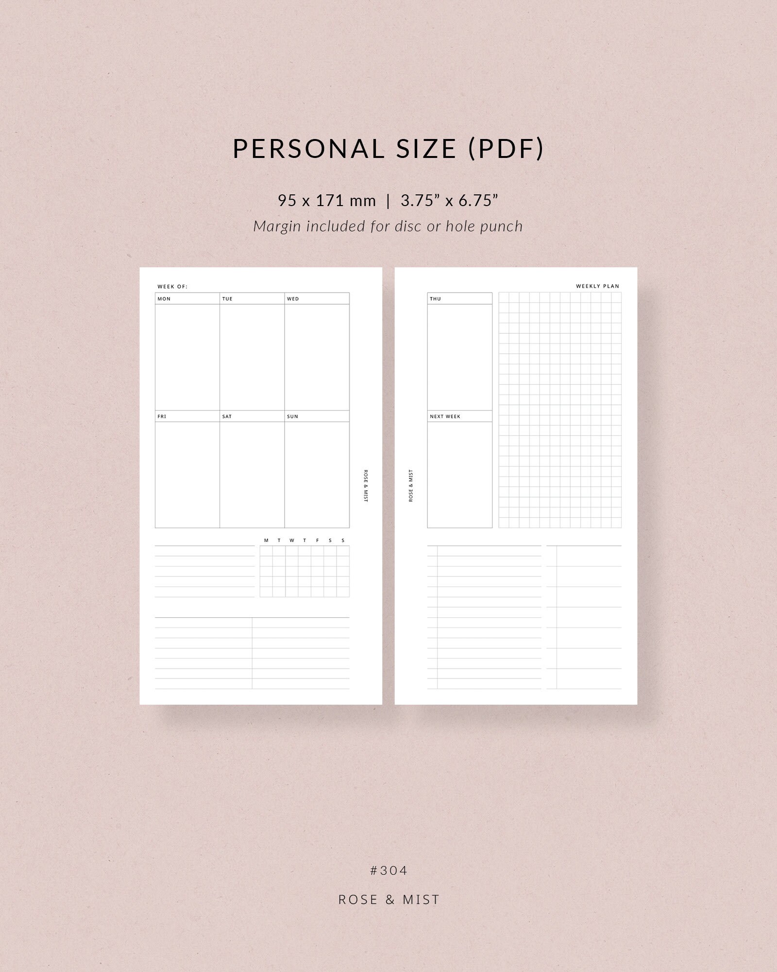 Weekly Planner WO2P + Tracker | Personal Printable Planner - Personal ...