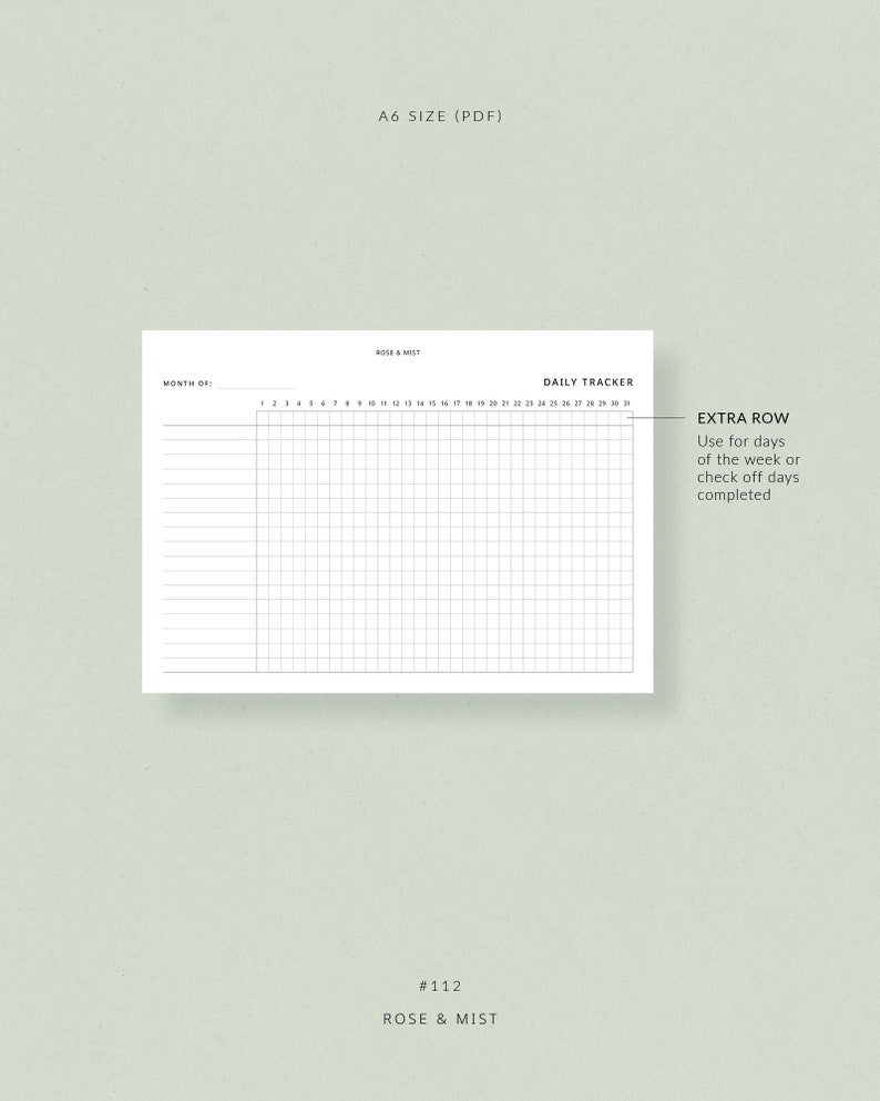 Daily Tracker | A6 Printable Planner - Daily Habit Tracker, Daily ...