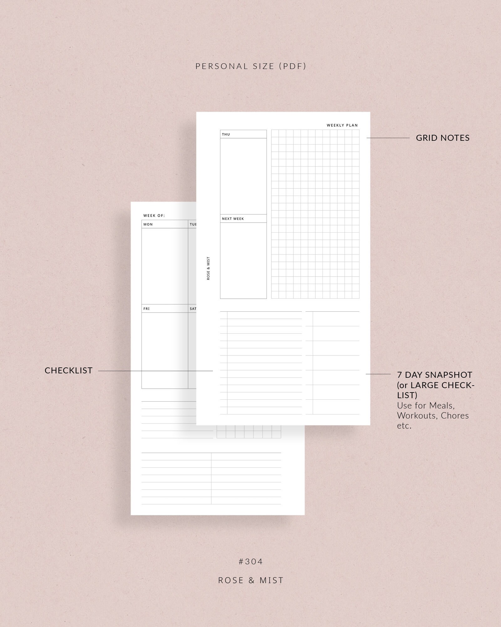 Weekly Planner WO2P + Tracker | Personal Printable Planner - Personal ...