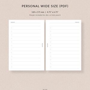 Large Checklists | Personal Wide Printable Planner - to Do List, Inbox ...