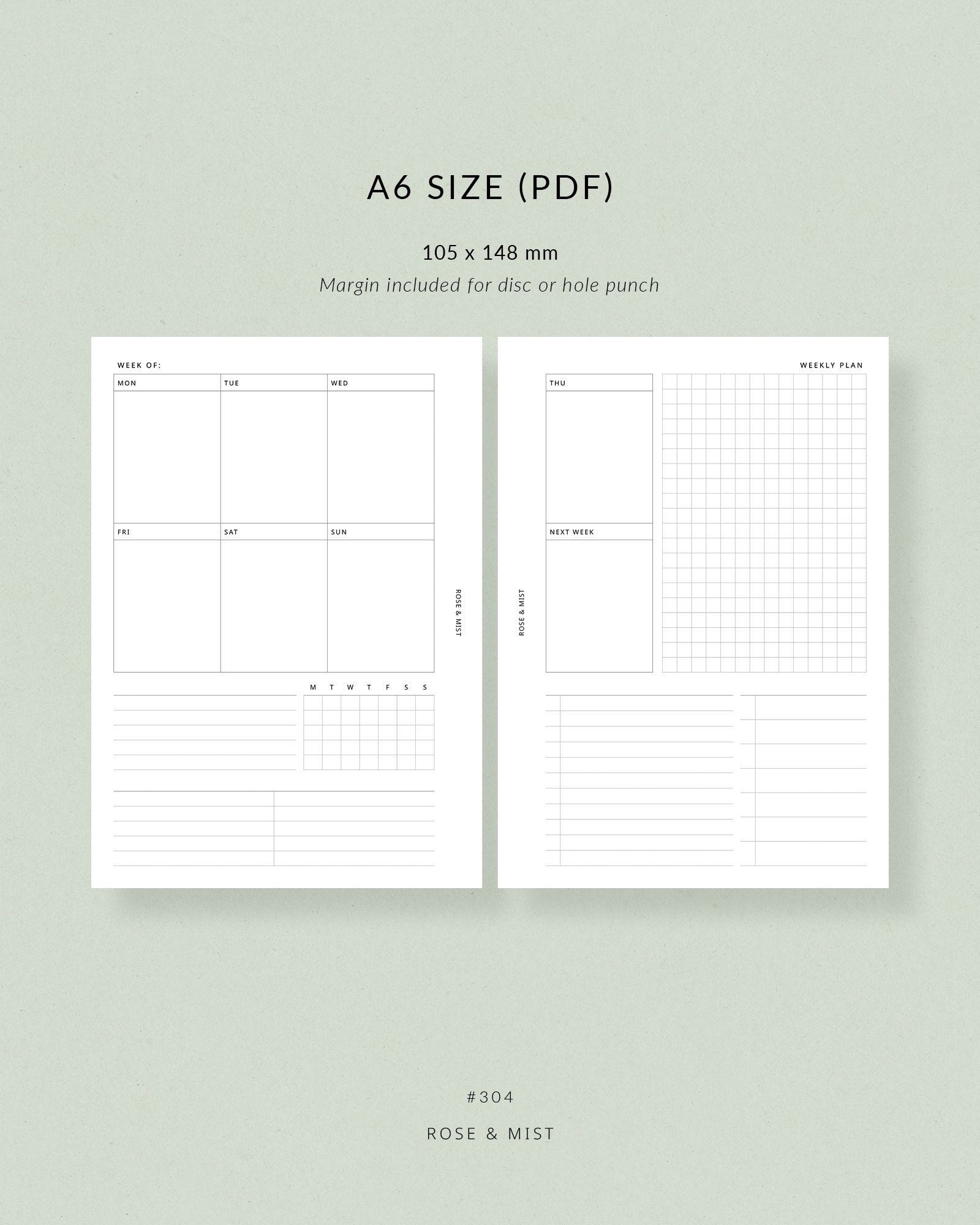 Weekly Planner WO2P Habit Tracker A6 Printable Planner A6 Planner ...