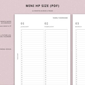 Minimal Yearly Planner Printable Mini HP Printable Planner - Etsy