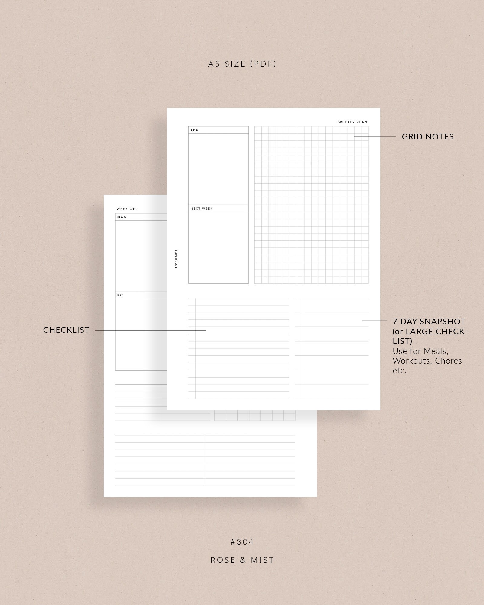 Weekly Planner WO2P Tracker A5 Planner Printable Habit Tracker, Meal ...