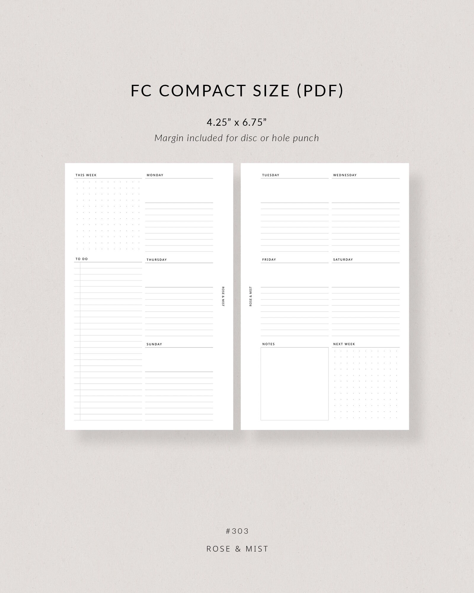 Weekly Planner WO2P FC Compact Printable Planner Franklin Covey Planner ...