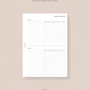 Weekly Tracker Personal Wide Planner Printable Weekly Task Tracker ...