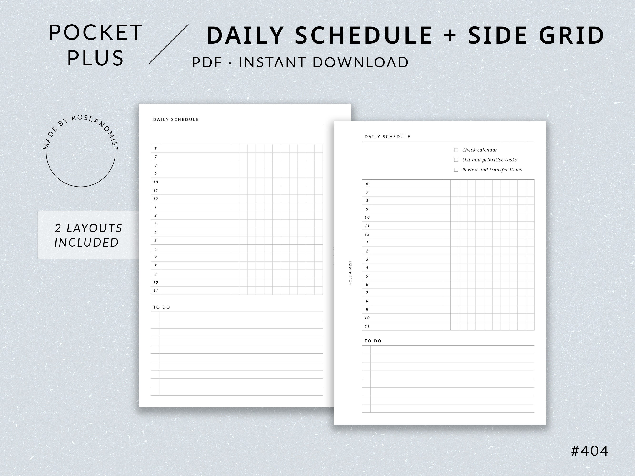Daily Schedule Side Grid DO1P Pocket Plus Printable Planner Daily ...
