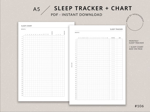 Sleep Tracker Sleep Chart A5 Planner Printable Sleep | Etsy