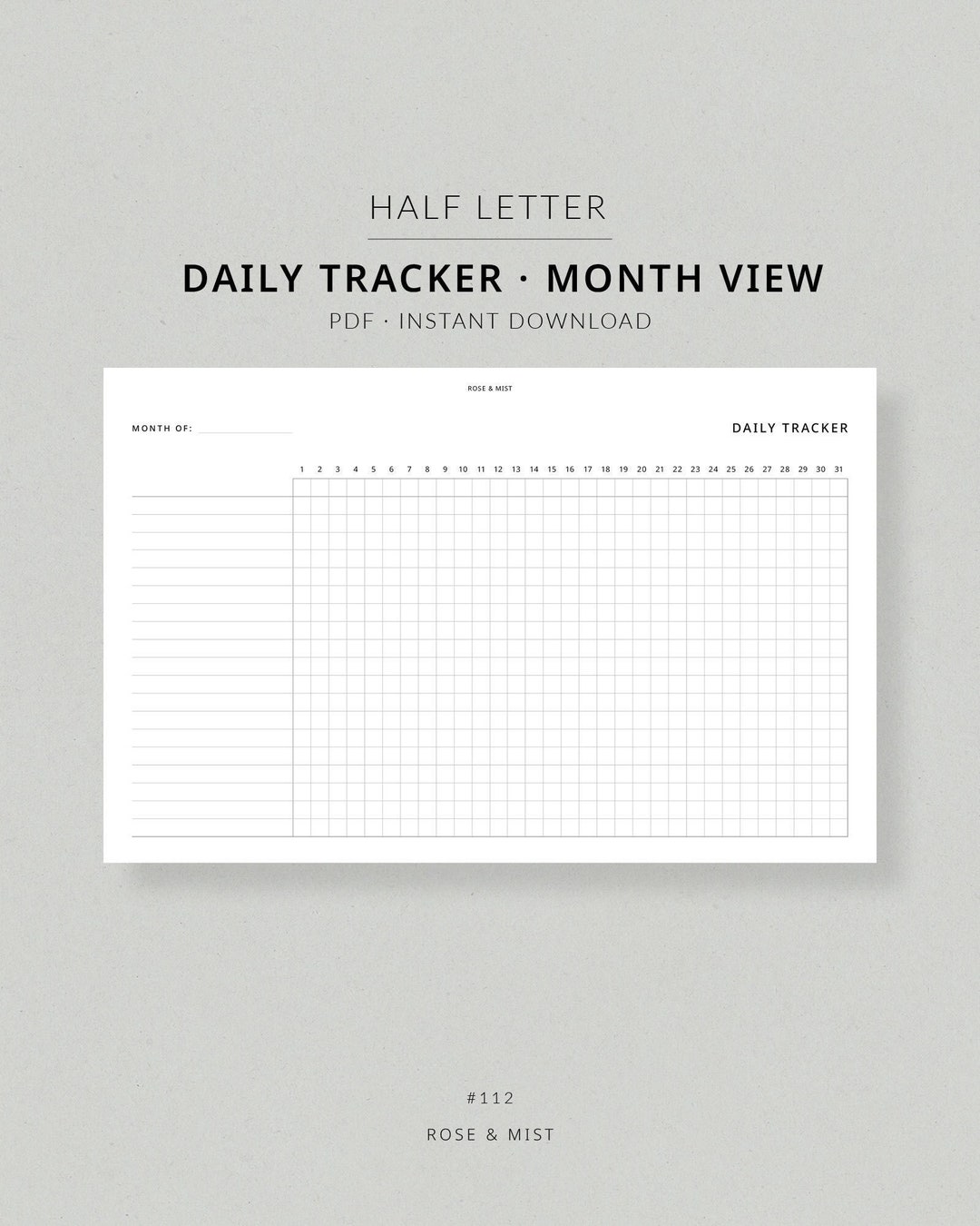 Daily Tracker | Half Letter Planner Printable - Daily Habit Tracker ...