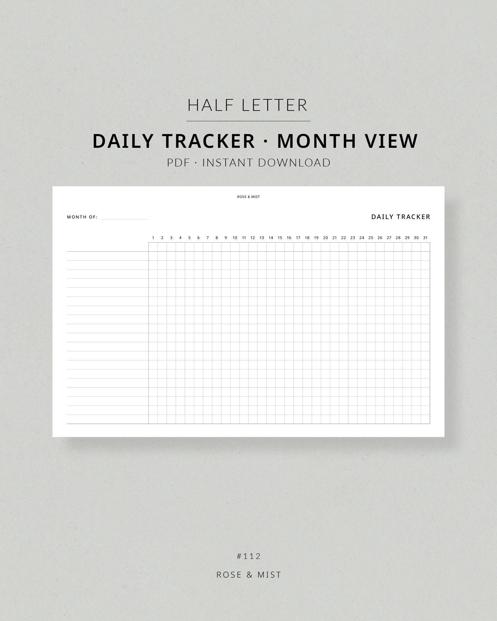 Daily Tracker Half Letter Planner Printable Daily Habit - Etsy