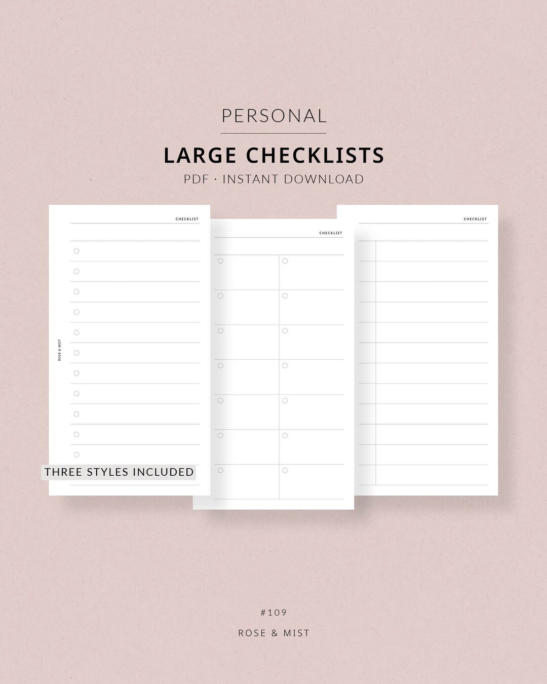 Large Checklists | Personal Printable Planner - to Do List, Inbox ...