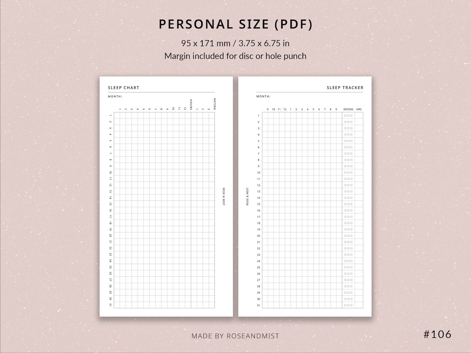 Sleep Tracker + Sleep Chart | Personal Printable Planner - Sleep Log ...