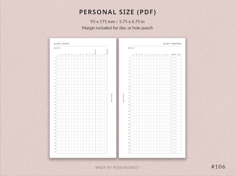 Sleep Tracker + Sleep Chart | Personal Printable Planner - Sleep Log ...