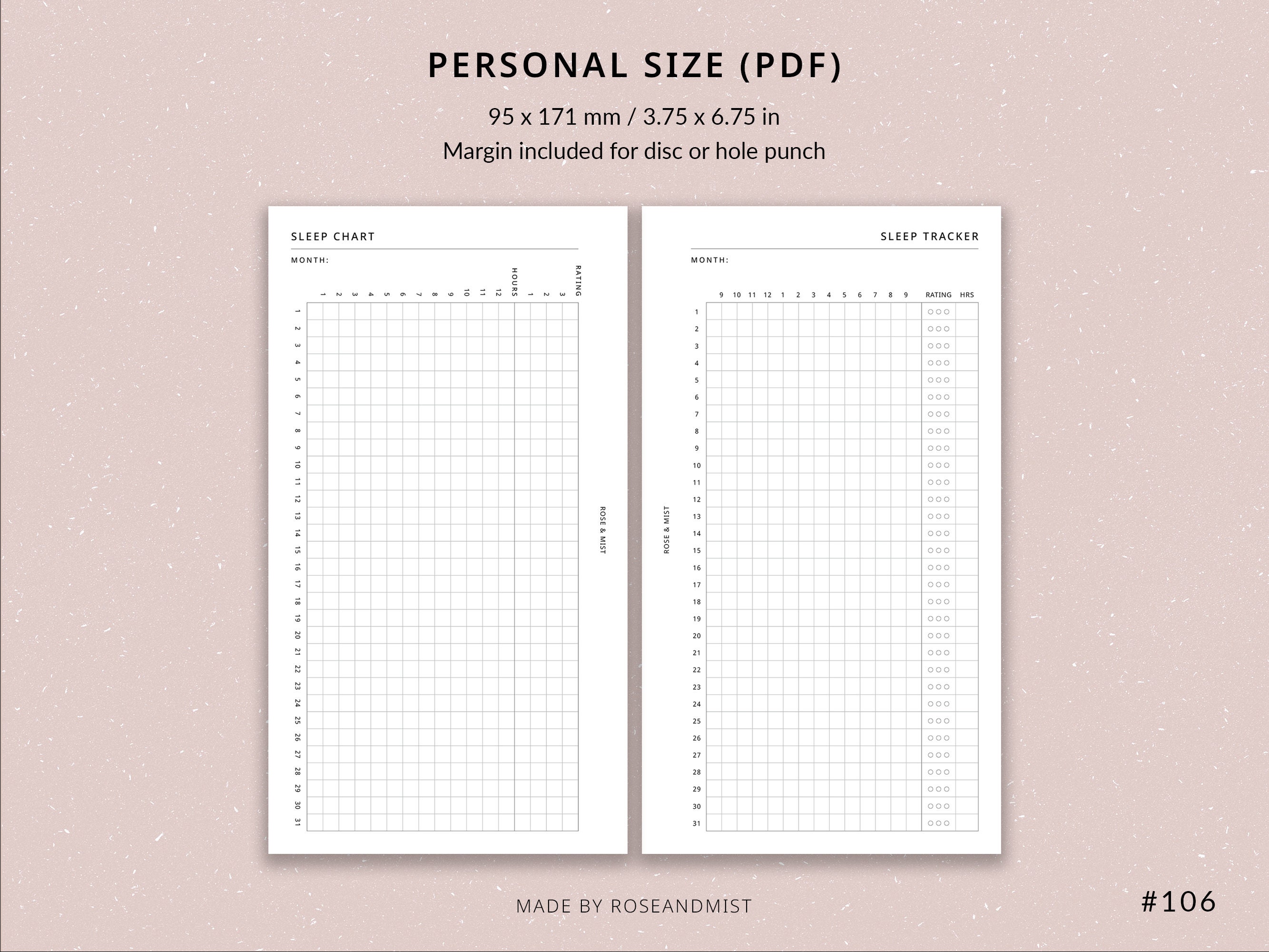 Sleep Tracker + Sleep Chart | Personal Printable Planner - Sleep Log ...