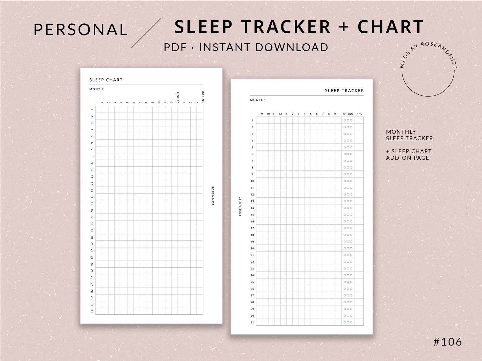 Sleep Tracker Sleep Chart Personal Printable Planner - Etsy