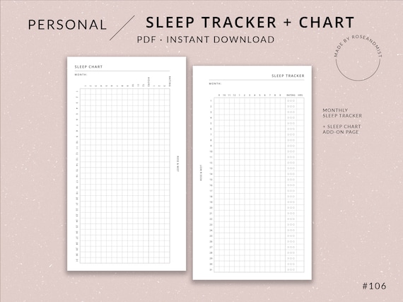 Sleep Tracker Sleep Chart Personal Printable Planner - Etsy