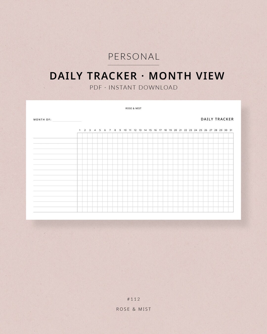 Daily Tracker | Personal Planner Printable - Daily Habit Tracker, Daily ...