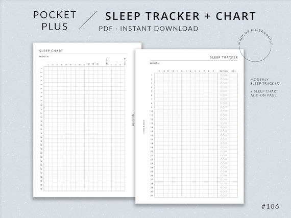 Sleep Tracker Sleep Chart Pocket Plus Printable Planner | Etsy