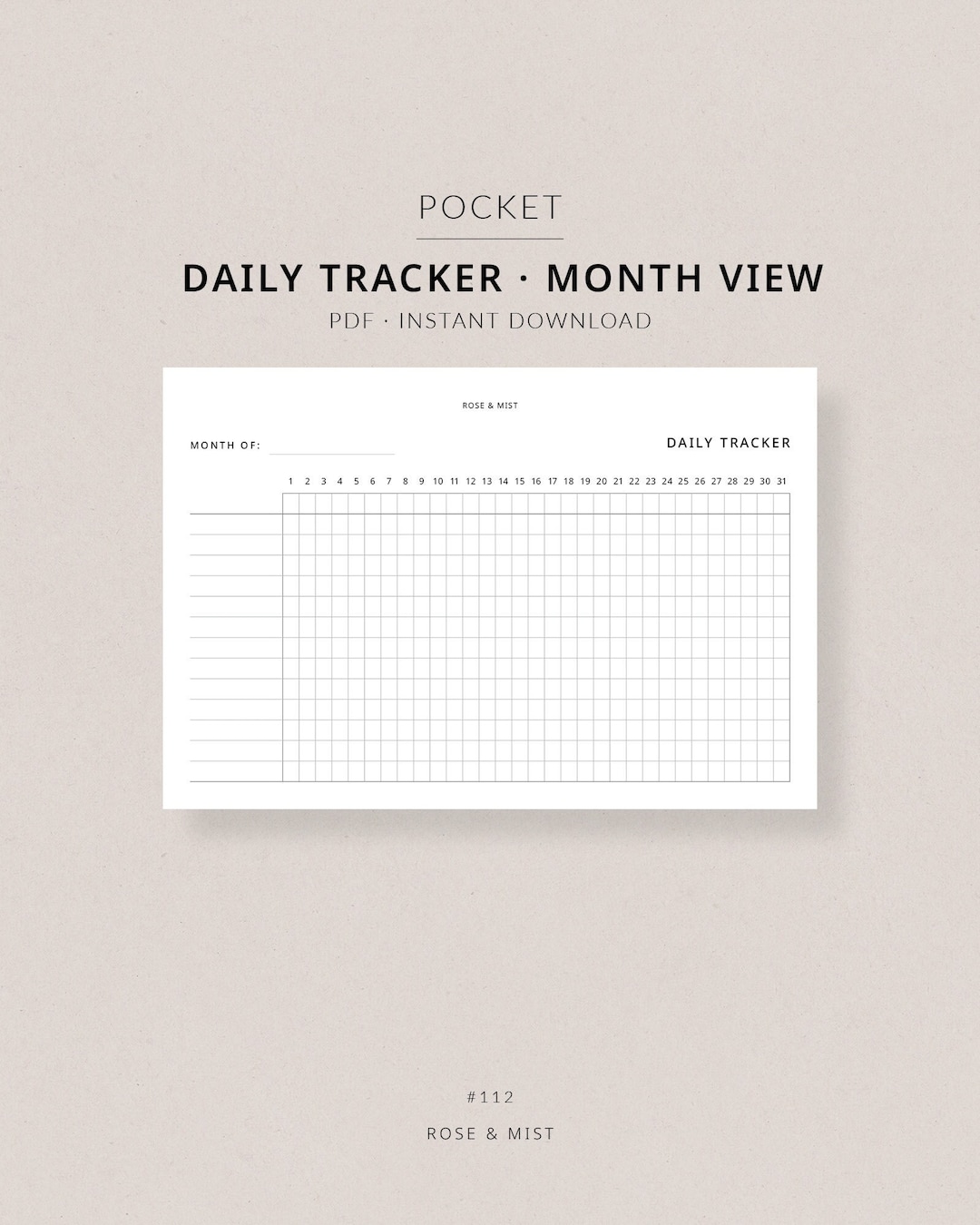 Daily Tracker | Pocket Printable Planner - Daily Habit Tracker, Daily ...