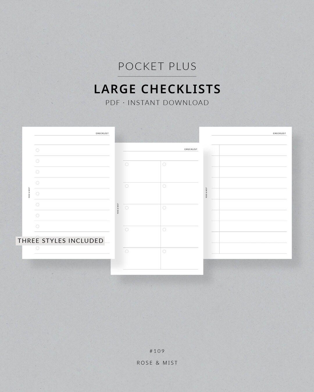 Large Checklists | Pocket Plus Printable Planner - to Do List, Inbox ...
