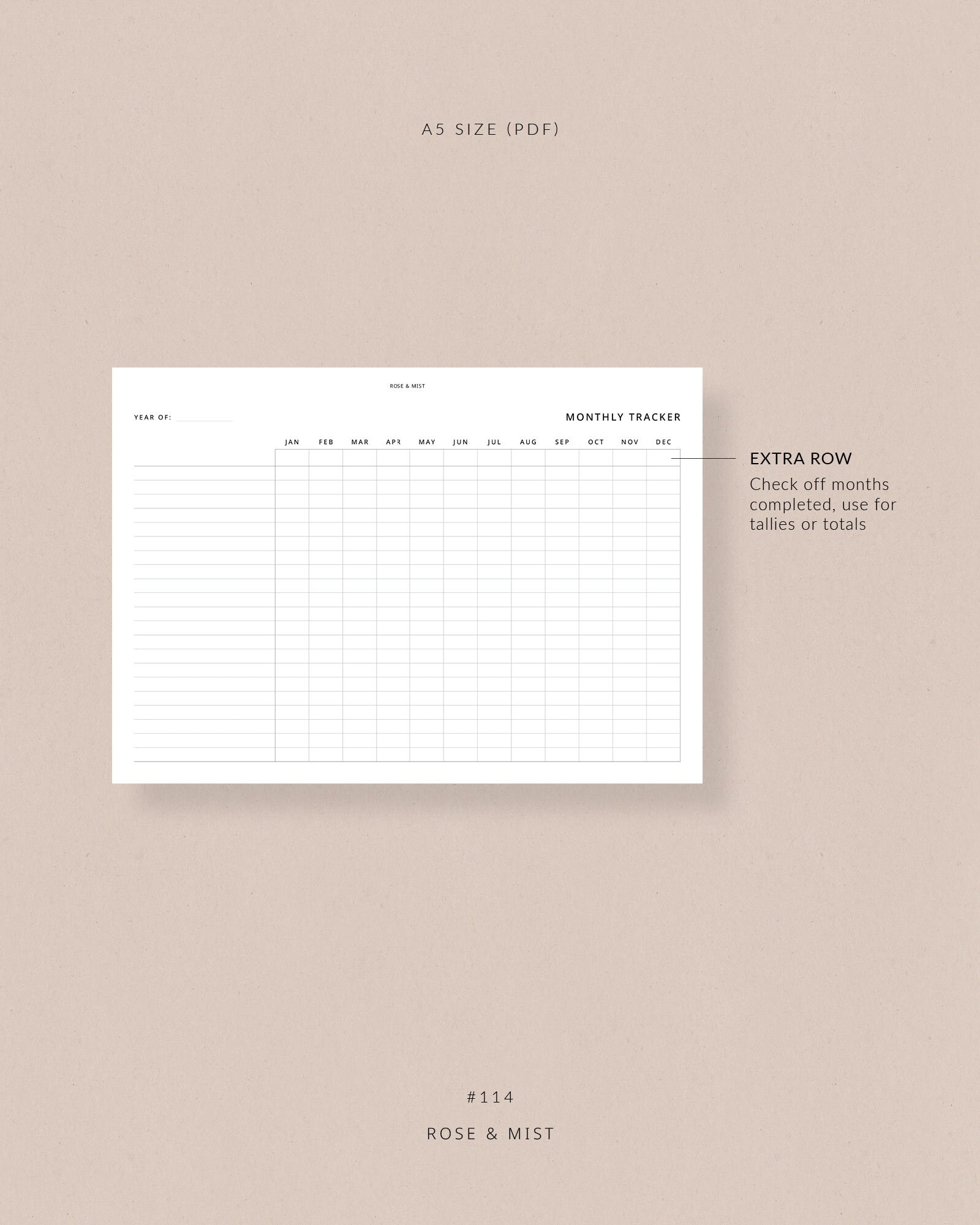 Monthly Tracker A5 Planner Printable Yearly View, A5 Planner Inserts ...