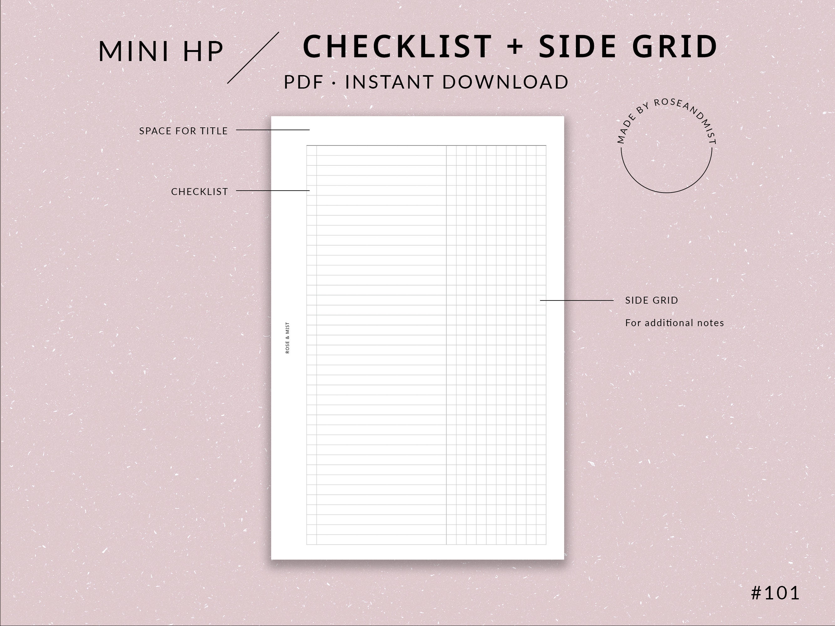 MHP Checklist With Side Grid Notes Mini HP Printable Planner - Etsy Canada