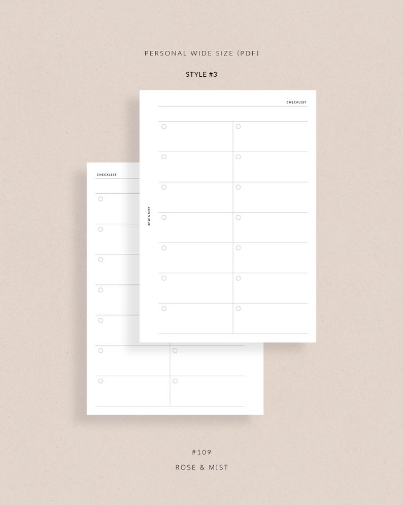 Large Checklists Personal Wide Printable Planner to Do - Etsy