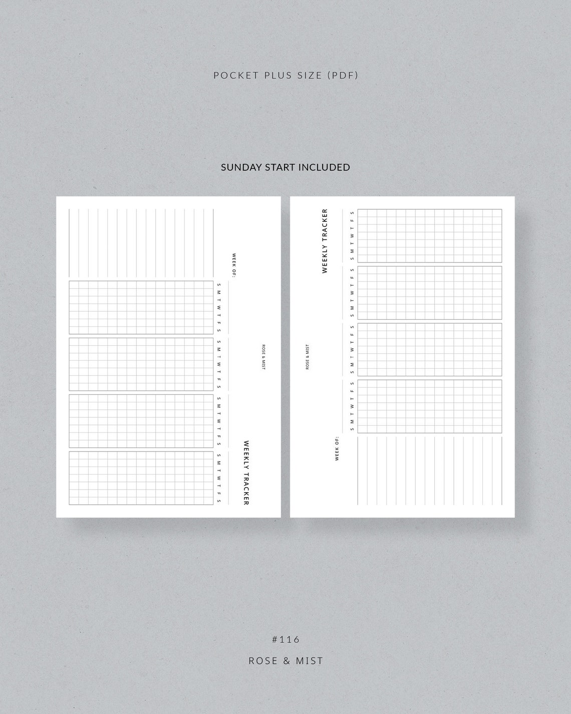 Weekly Tracker Horizontal Pocket Plus Planner Printable - Etsy
