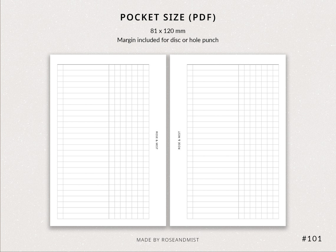 Pocket Checklist With Side Grid Notes Pocket Printable Planner to Do ...