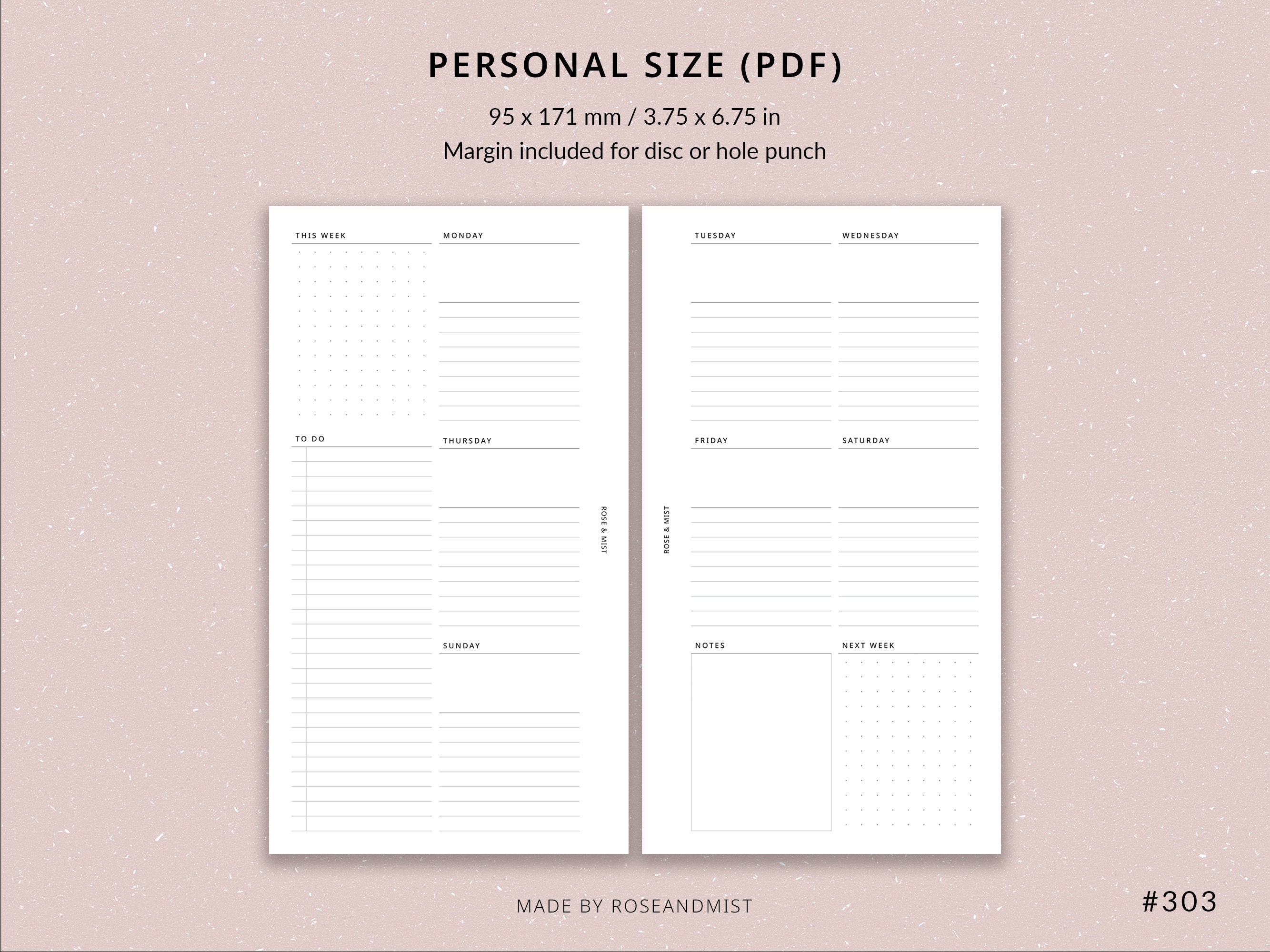 Weekly Planner WO2P Personal Printable Planner Personal - Etsy