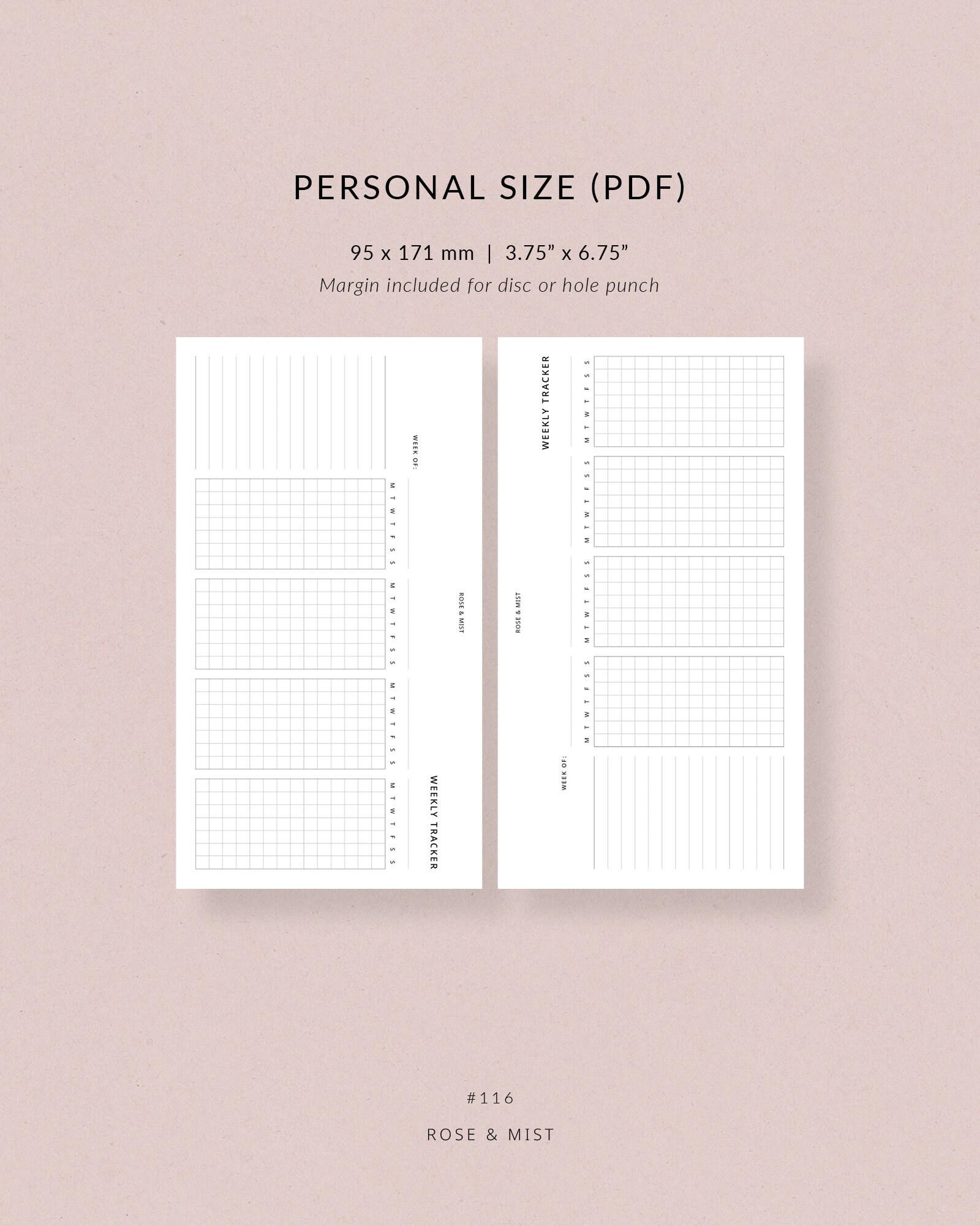 Weekly Tracker Horizontal Personal Planner Printable Weekly Task ...