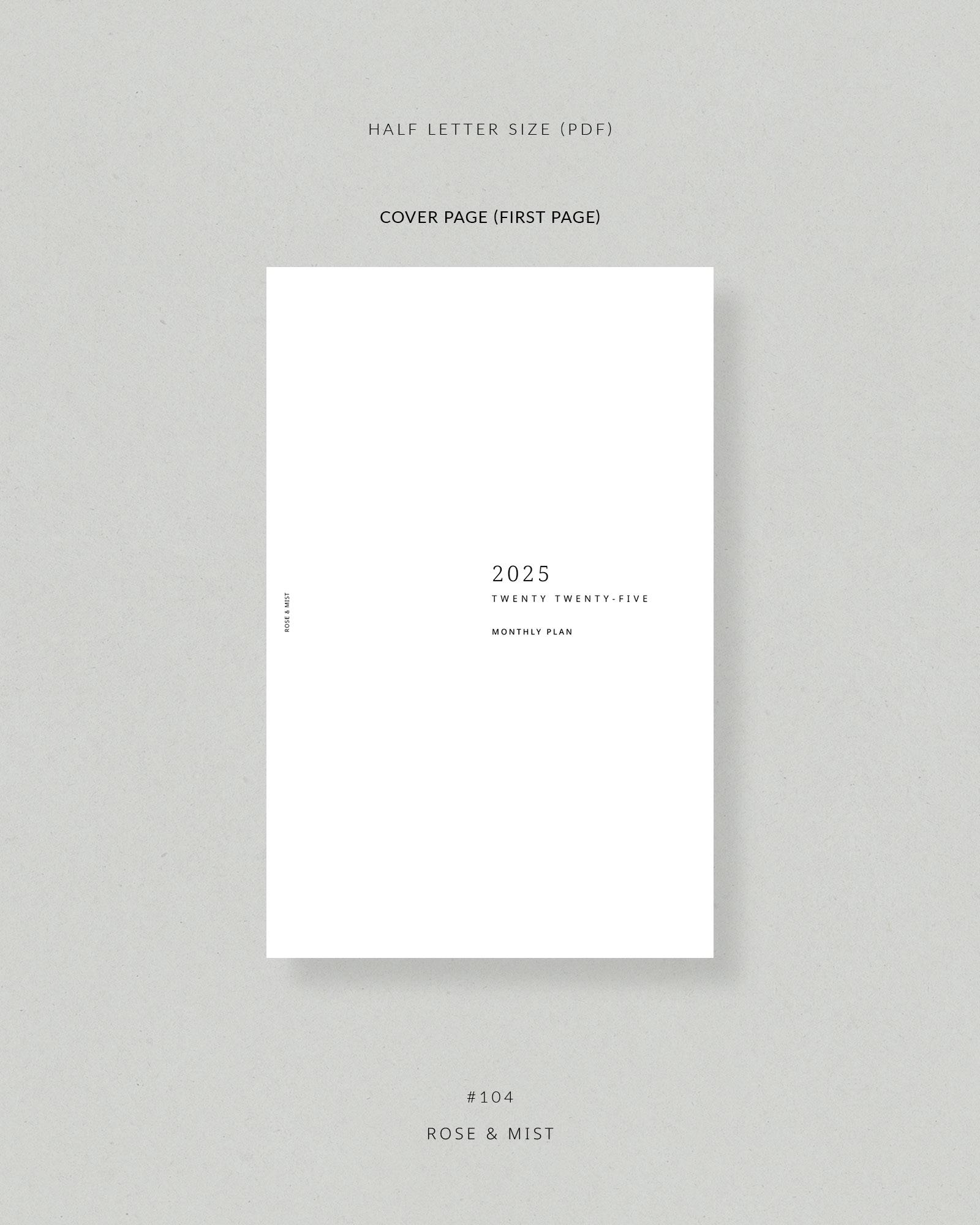 2025 Monthly Planner MO2P | Half Letter Printable Planner - 2025 ...