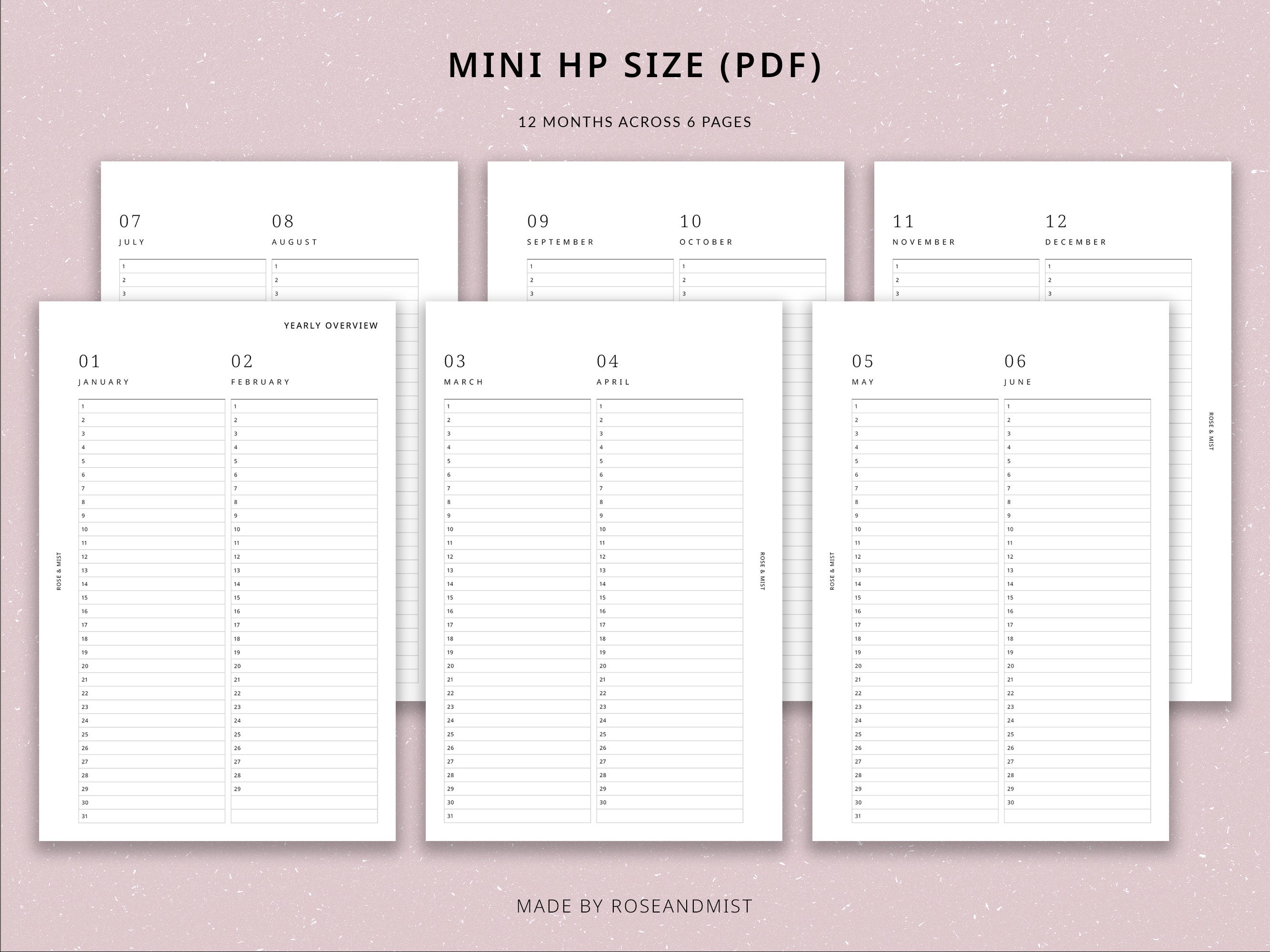 Minimal Yearly Planner Printable Mini HP Printable Planner - Etsy