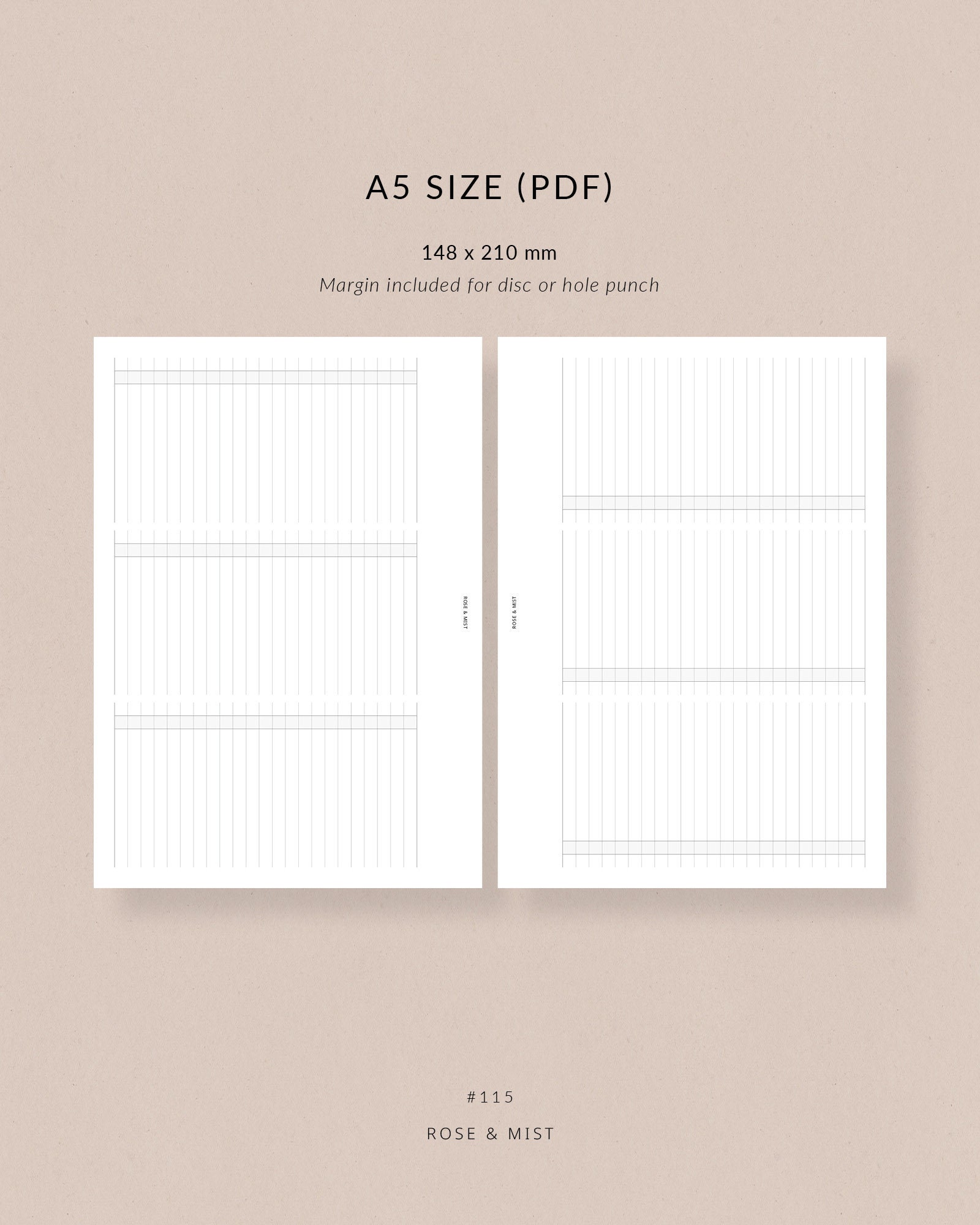 Horizontal Checklist A5 Printable Planner to Do List, Daily Task List ...