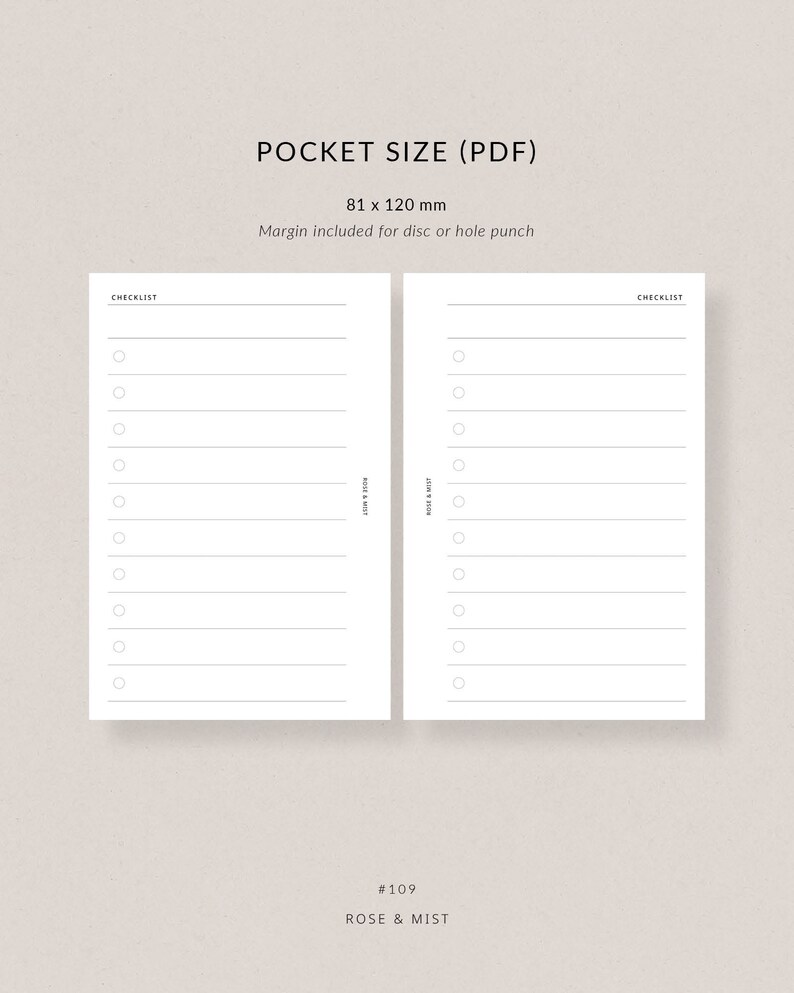 Large Checklists Pocket Printable Planner to Do List - Etsy