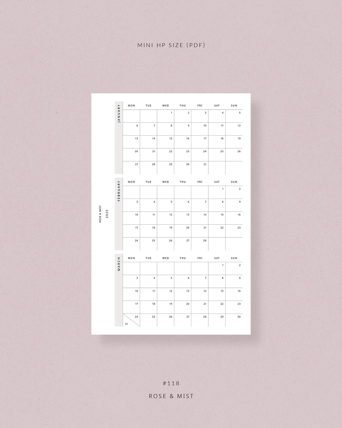 2025 Calendar, Mini HP Printable Planner - Dated 2025 Planner Calendar ...