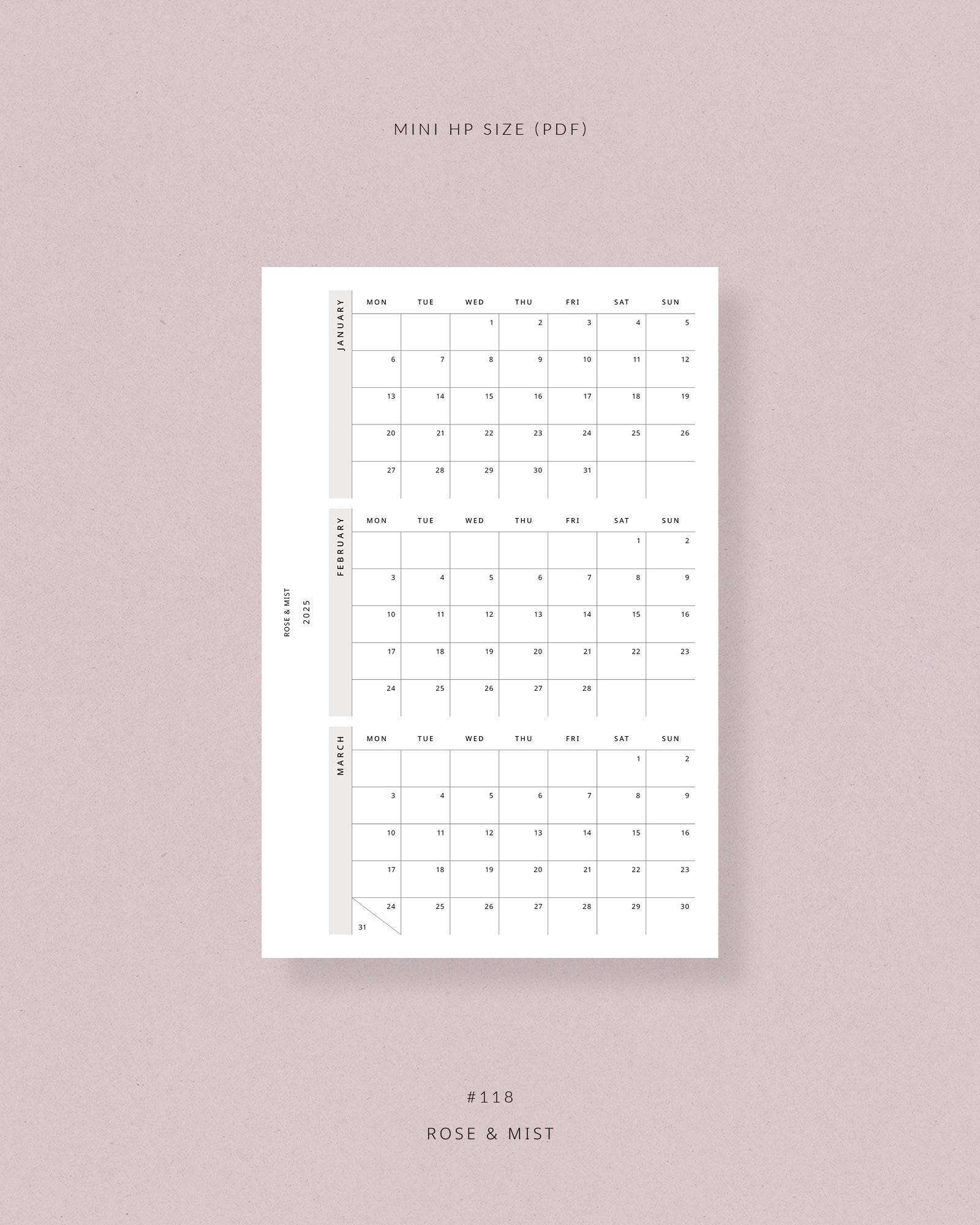2025 Calendar, Mini HP Printable Planner - Dated 2025 Planner Calendar ...