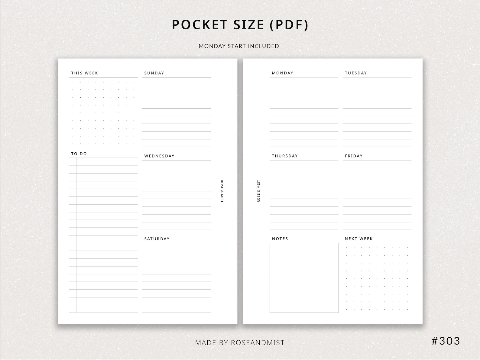 Weekly Planner WO2P Pocket Printable Planner Pocket Weekly Insert ...