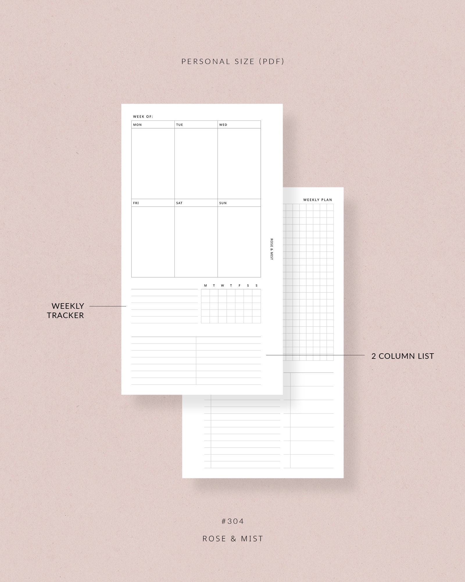 Weekly Planner WO2P + Tracker | Personal Printable Planner - Personal ...