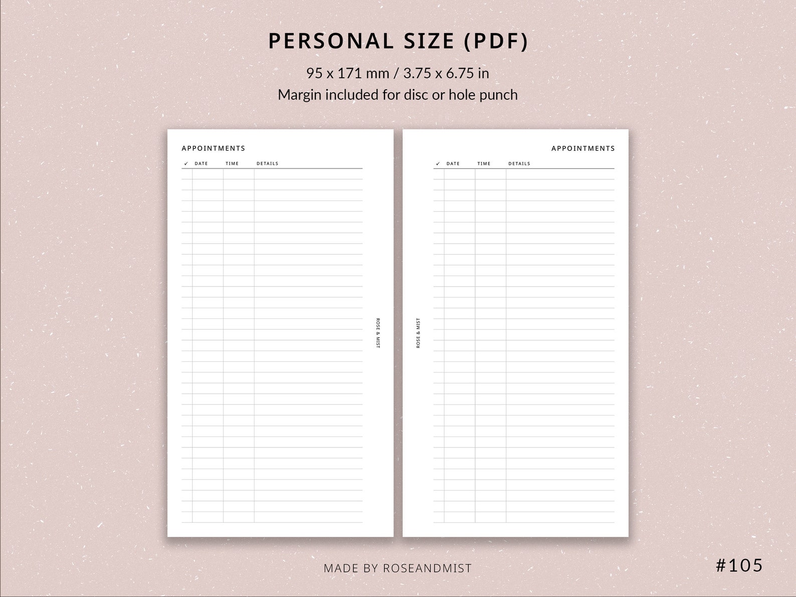 Appointments Insert | Personal Printable Planner - Appointments List ...